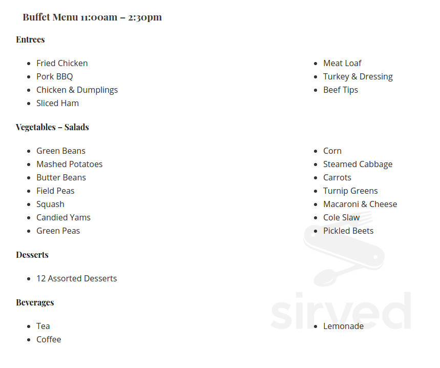 Menu for Forks Cafeteria & Catering in Wake Forest, NC | Sirved