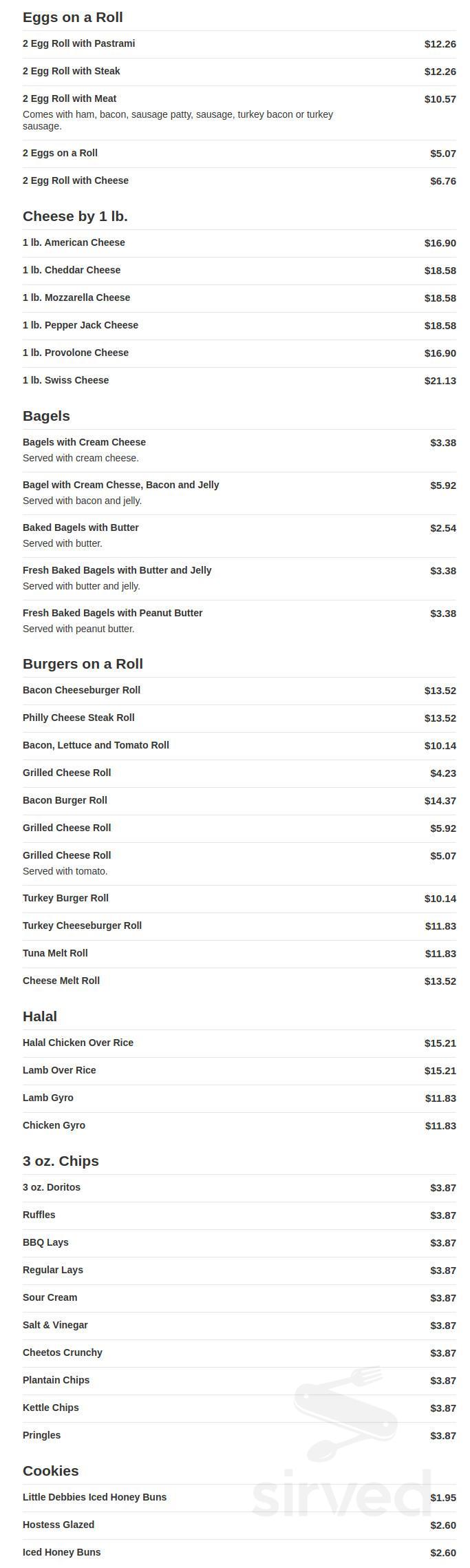 101 Deli menu in Queens, New York, USA