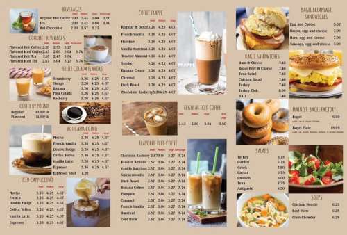 Main Street Bagel Factory menu in Hudson, Massachusetts, USA