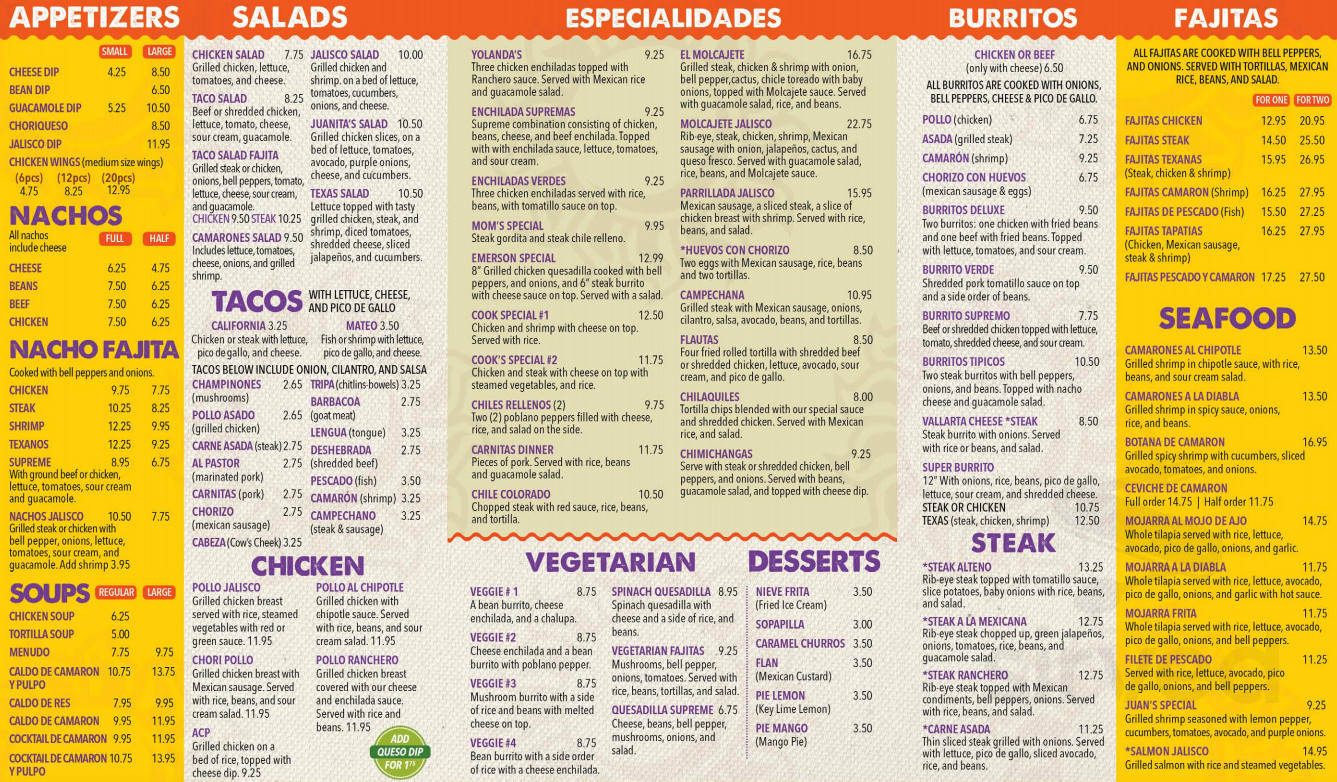 Taqueria Jalisco Menus In Plainview Texas United States