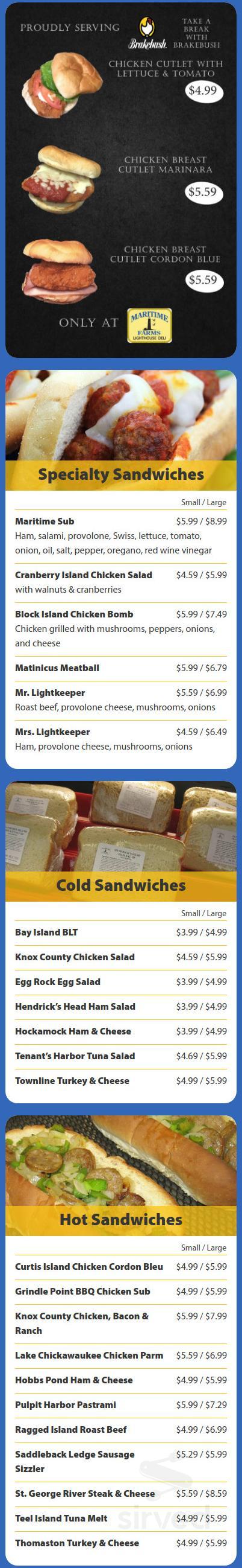 Maritime Farms menus in Searsport, Maine, United States