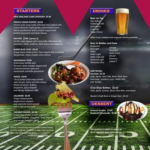 Tamarack Grill menu in East Burke, Vermont, USA