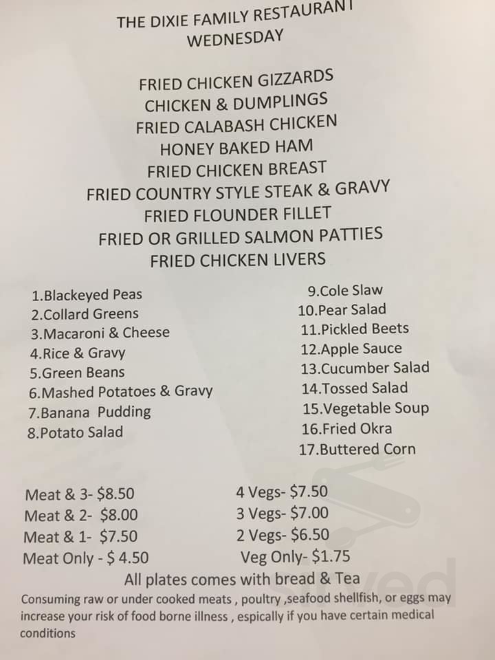 Dixie Family Restaurant II menus in Greenville, South Carolina, United ...