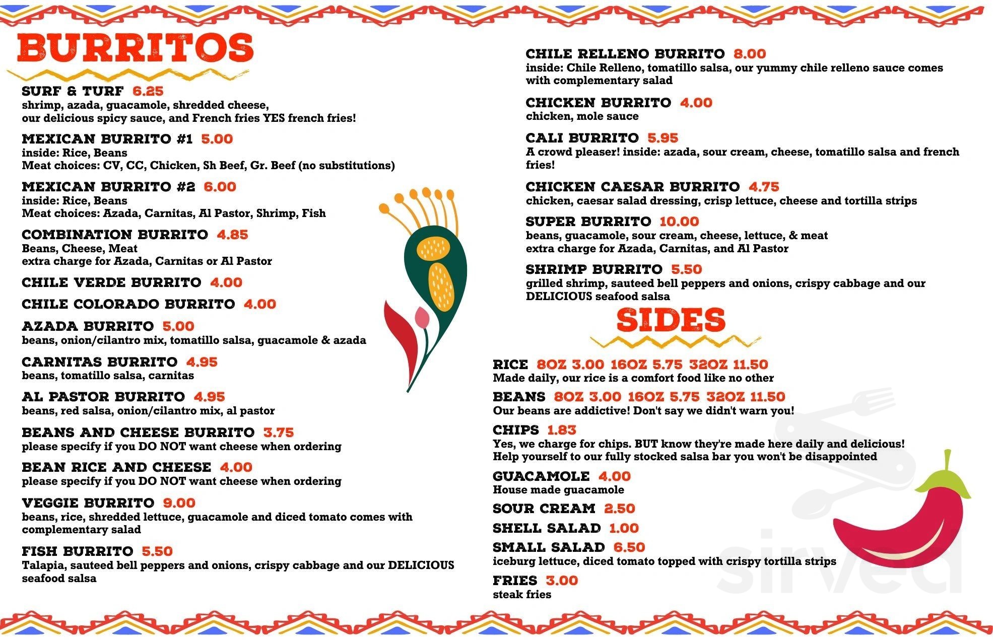 Tico's Tacos menu in Salinas, California, USA