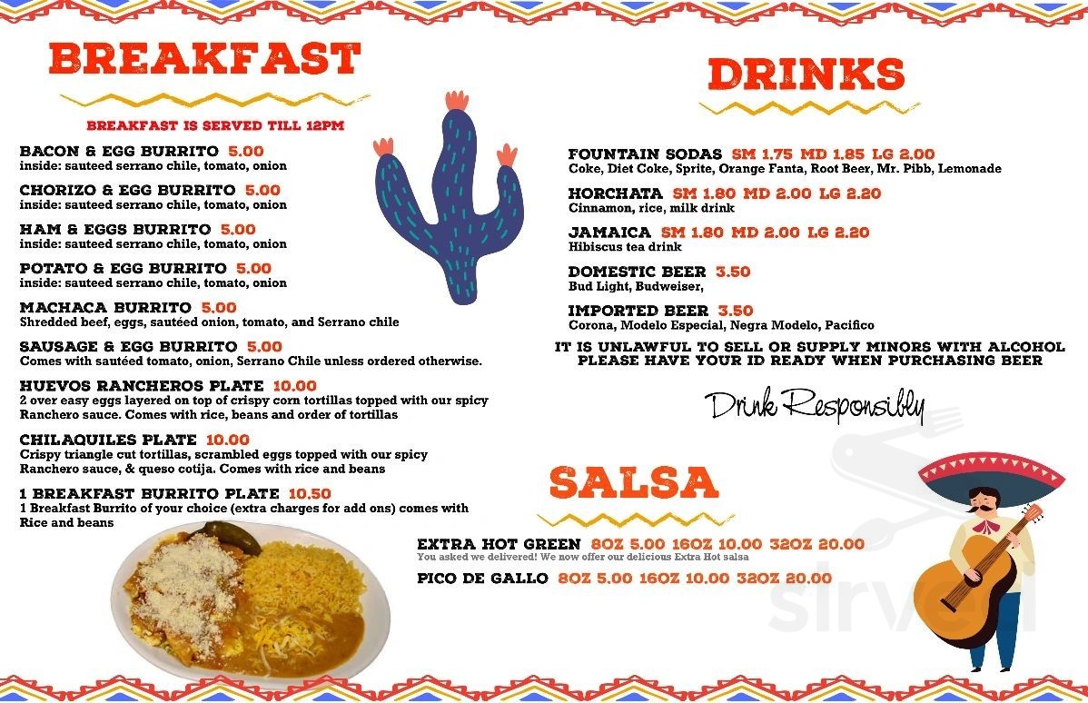 Tico's Tacos menu in Salinas, California, USA