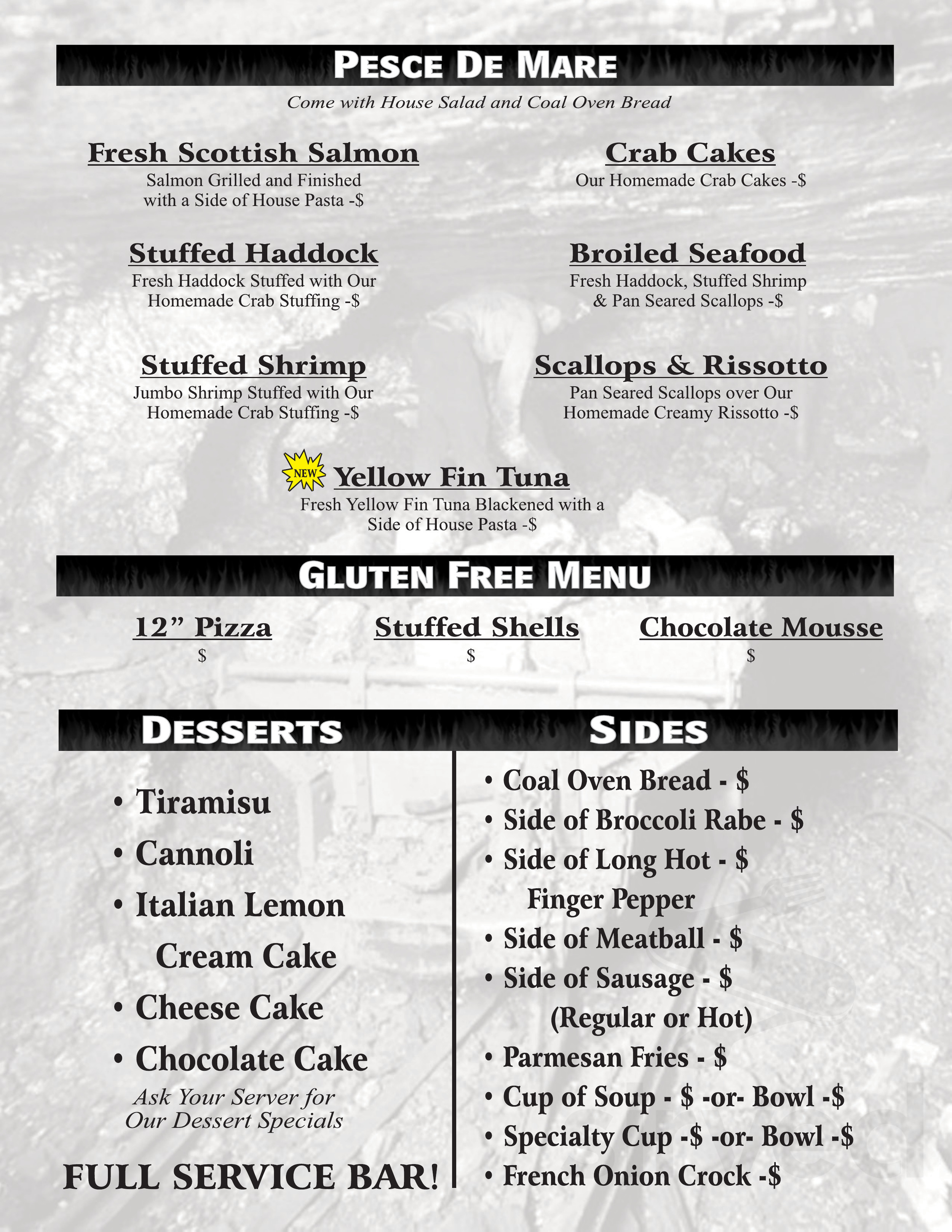 Vito's Coal Fired Pizza & Restaurant menus in St Clair, Pennsylvania ...