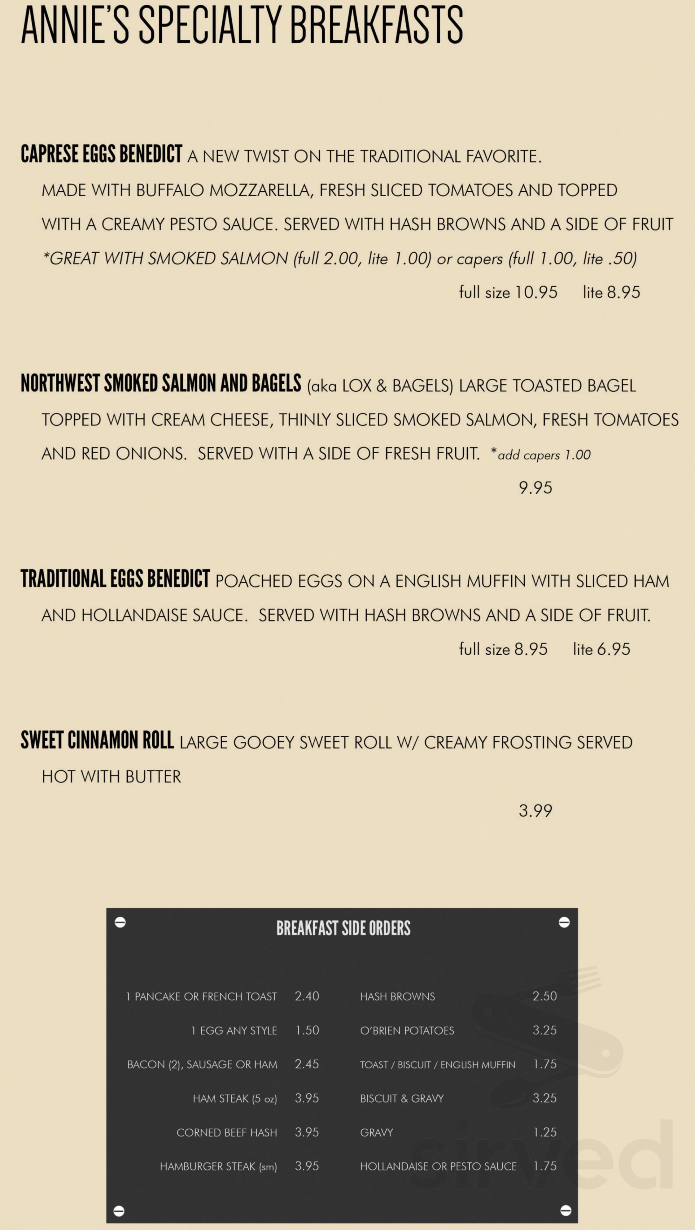 Annie's Country Kitchen menus in Spirit Lake, Idaho, United States