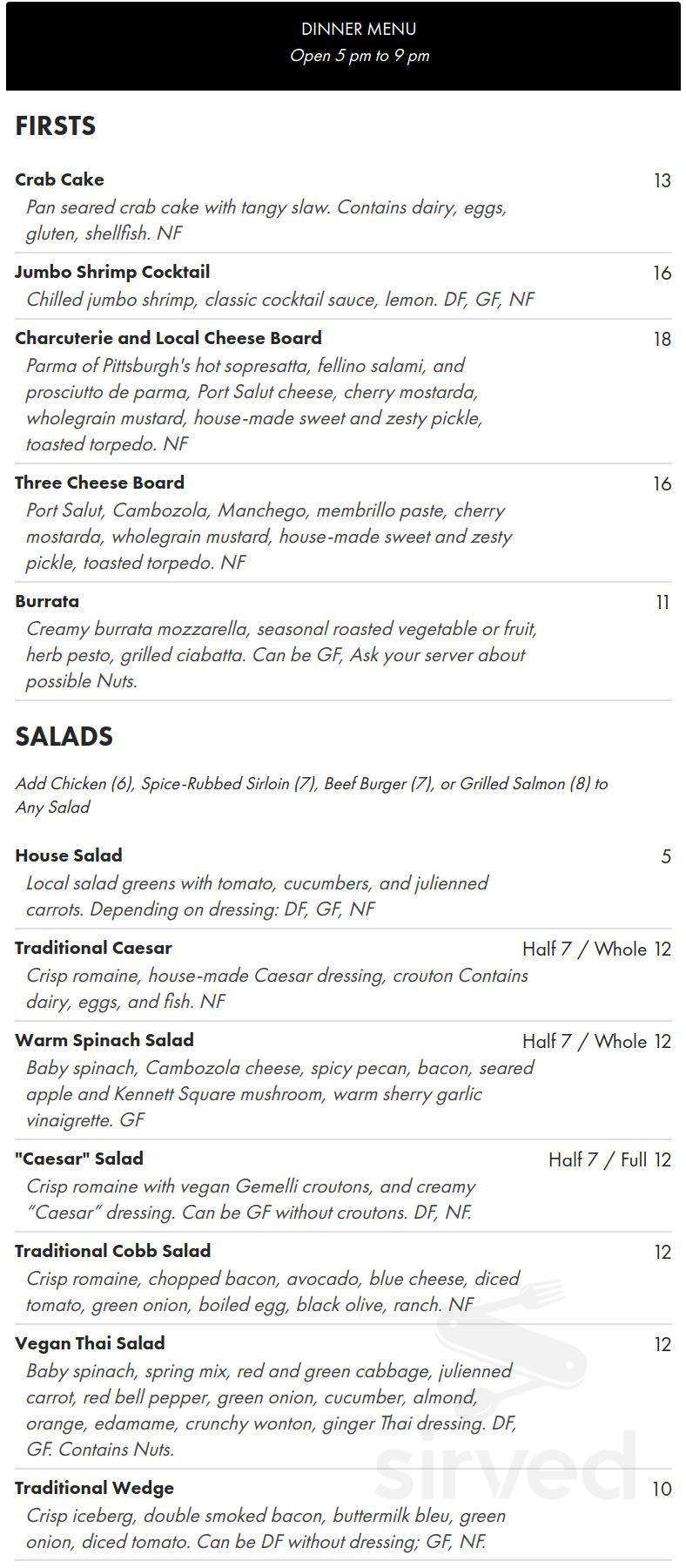 The Dining Room at The Nittany Lion Inn menu in State College ...