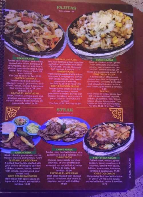 El michoacan mexican restaurant menu in Forest City, North Carolina, USA