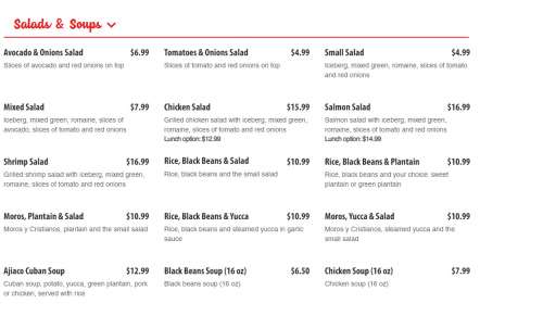 El Cubano menu in Valencia, California, USA