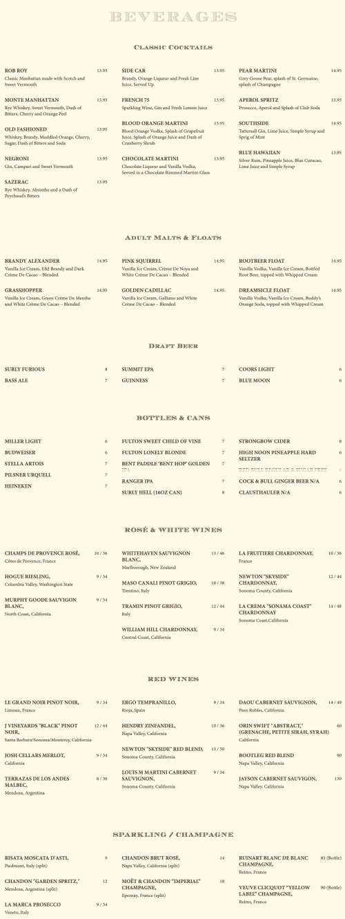 The Monte Carlo menu in Minneapolis, Minnesota, USA