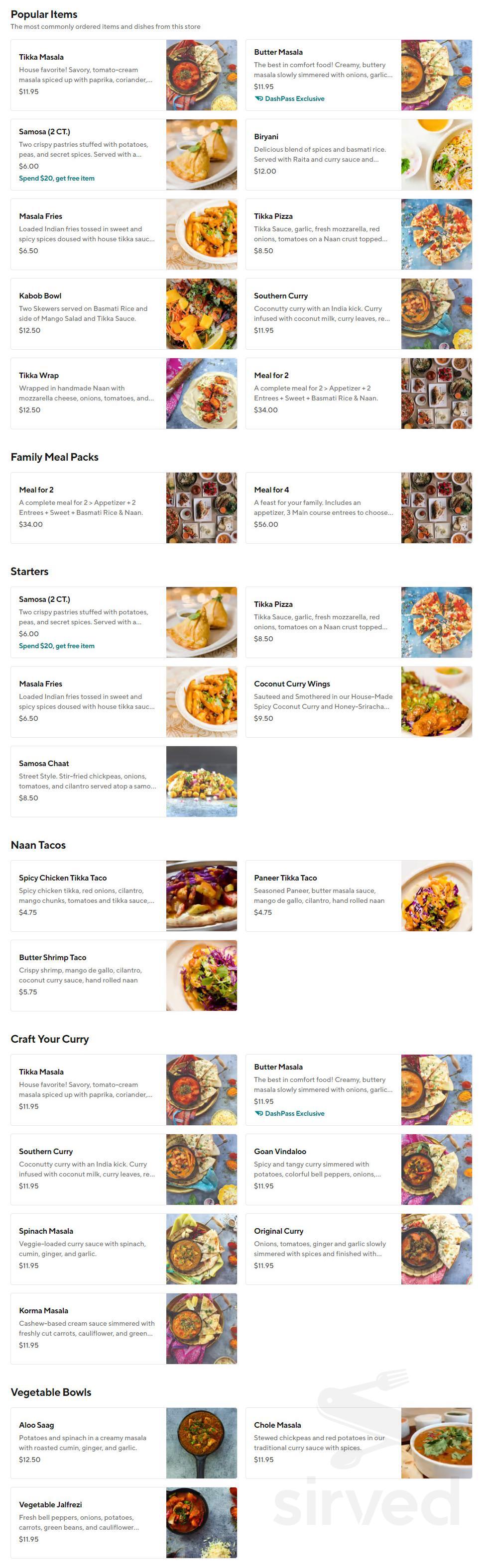 Tikka Shack Indian Grub (Now Open//Delivery Only) menu in Tempe ...