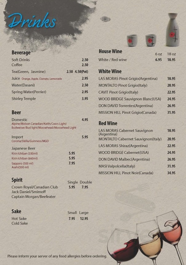 Menu for Tomotachi Sushi in Fredericton, NB | Sirved