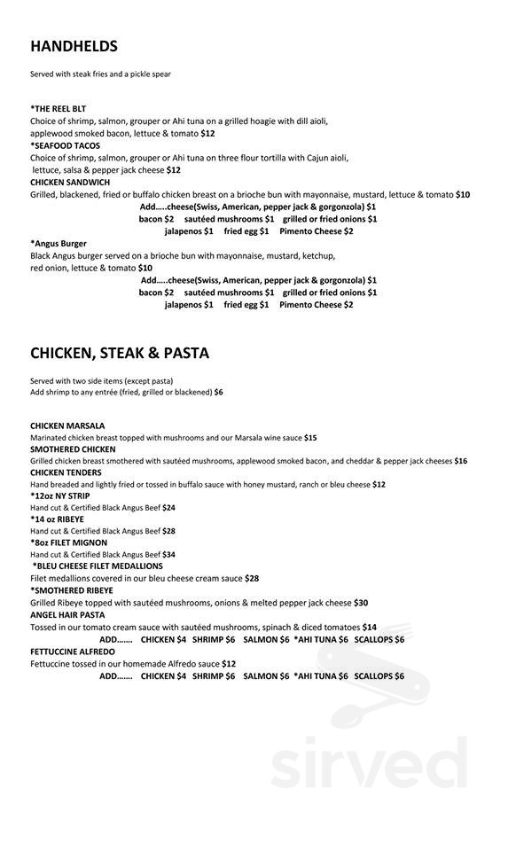 The Reel Grill of Milledgeville menus in Milledgeville, Georgia, United ...