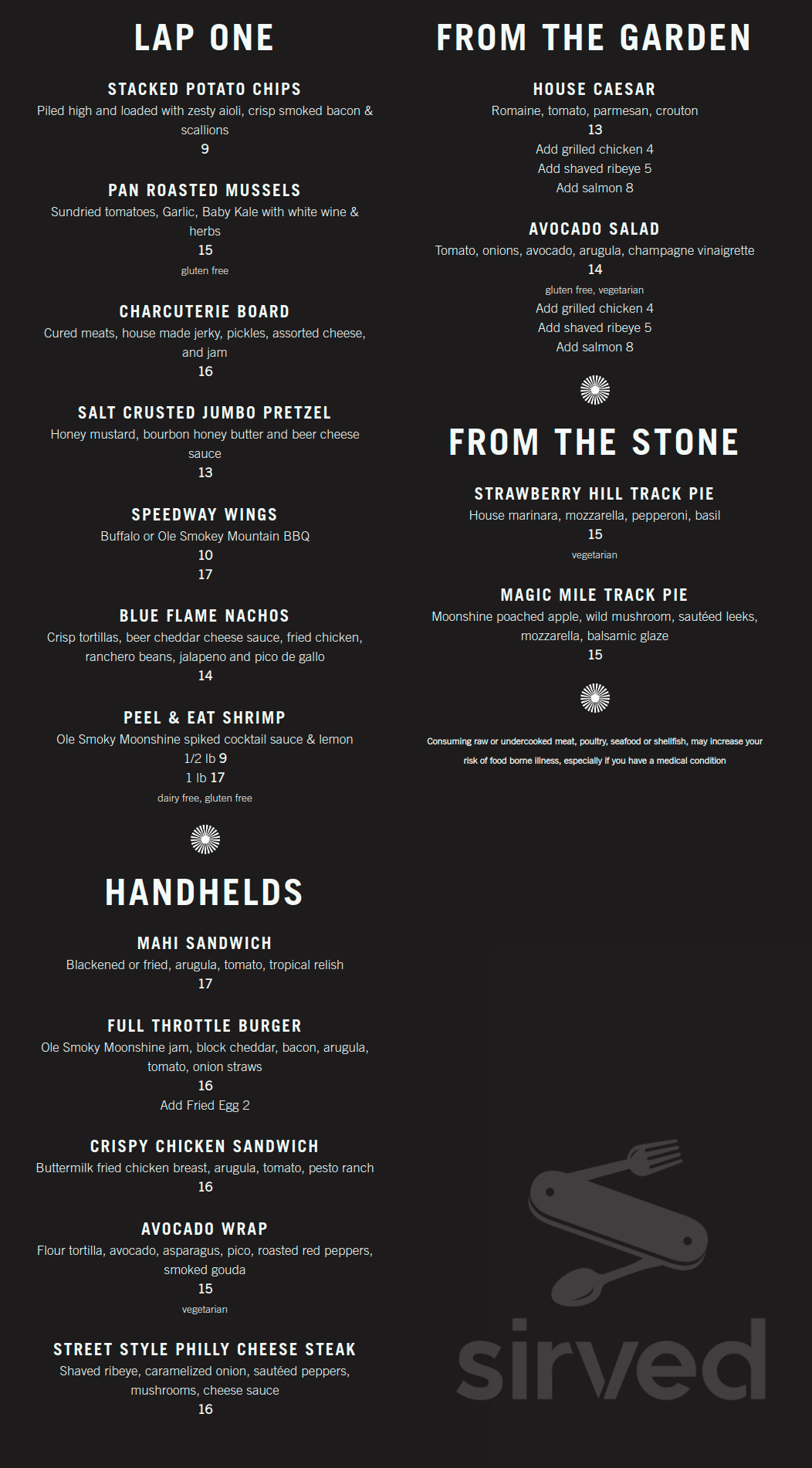 Blue Flame menu in Daytona Beach, Florida, USA