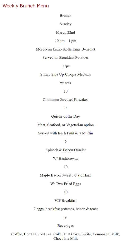VIP Catering menu in Fargo, North Dakota, USA