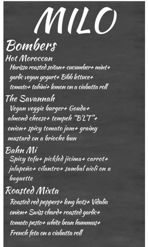 Milo Restaurant menu in Philadelphia, Pennsylvania, USA