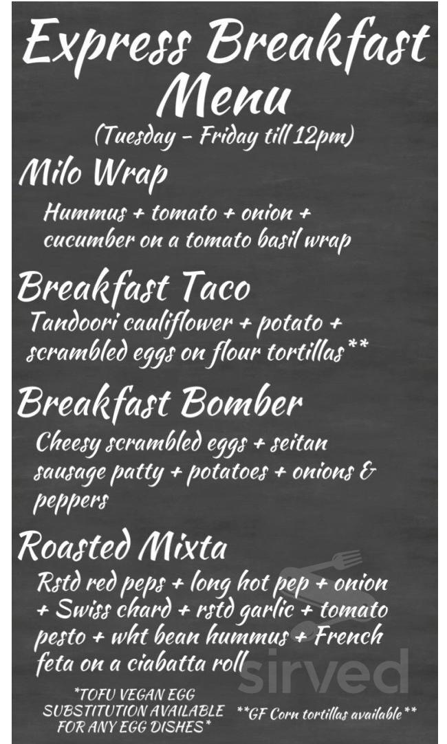 Milo Restaurant menu in Philadelphia, Pennsylvania, USA