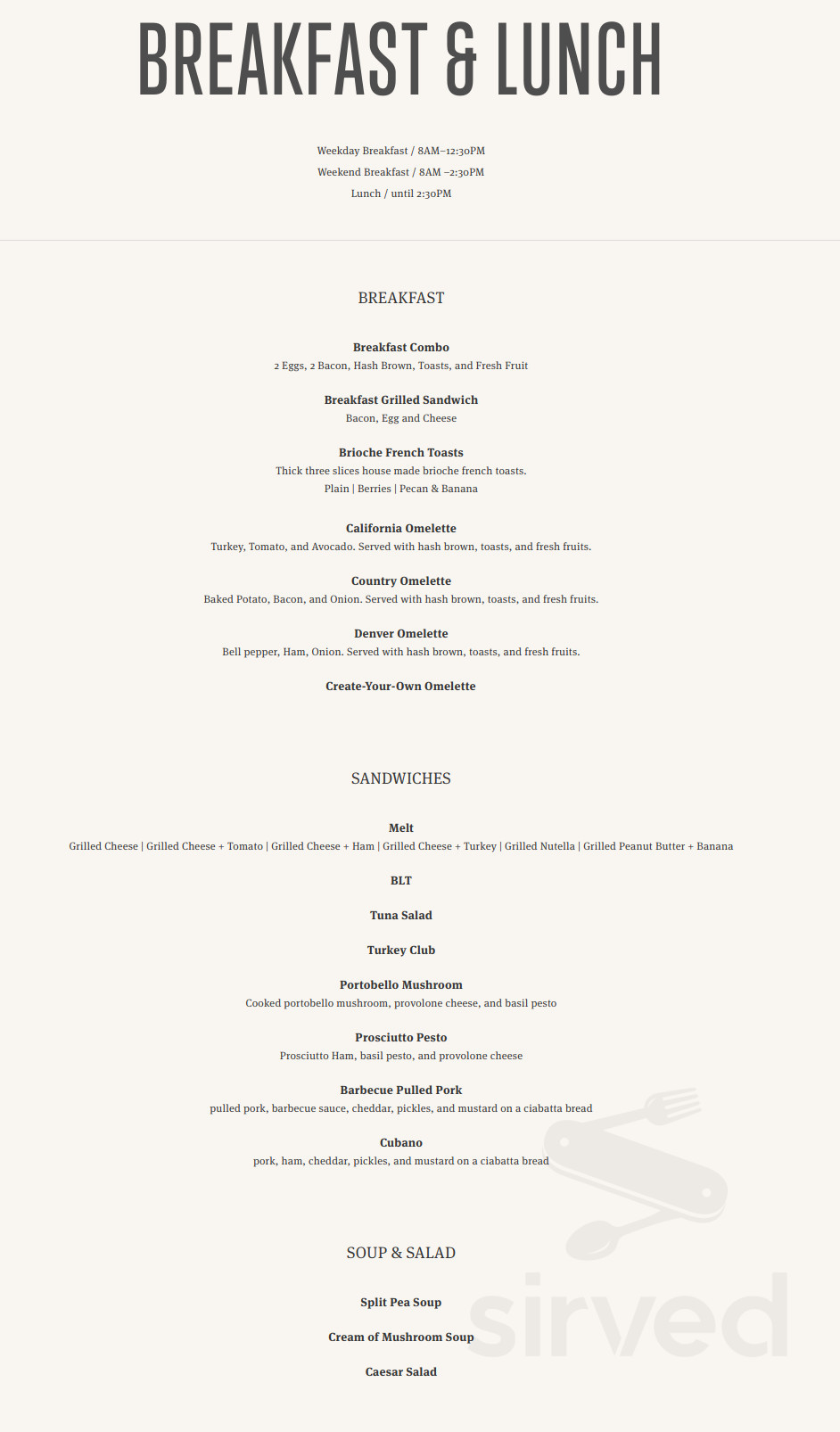 Layer Cake Bakery (LCB) menu in Irvine, California, USA