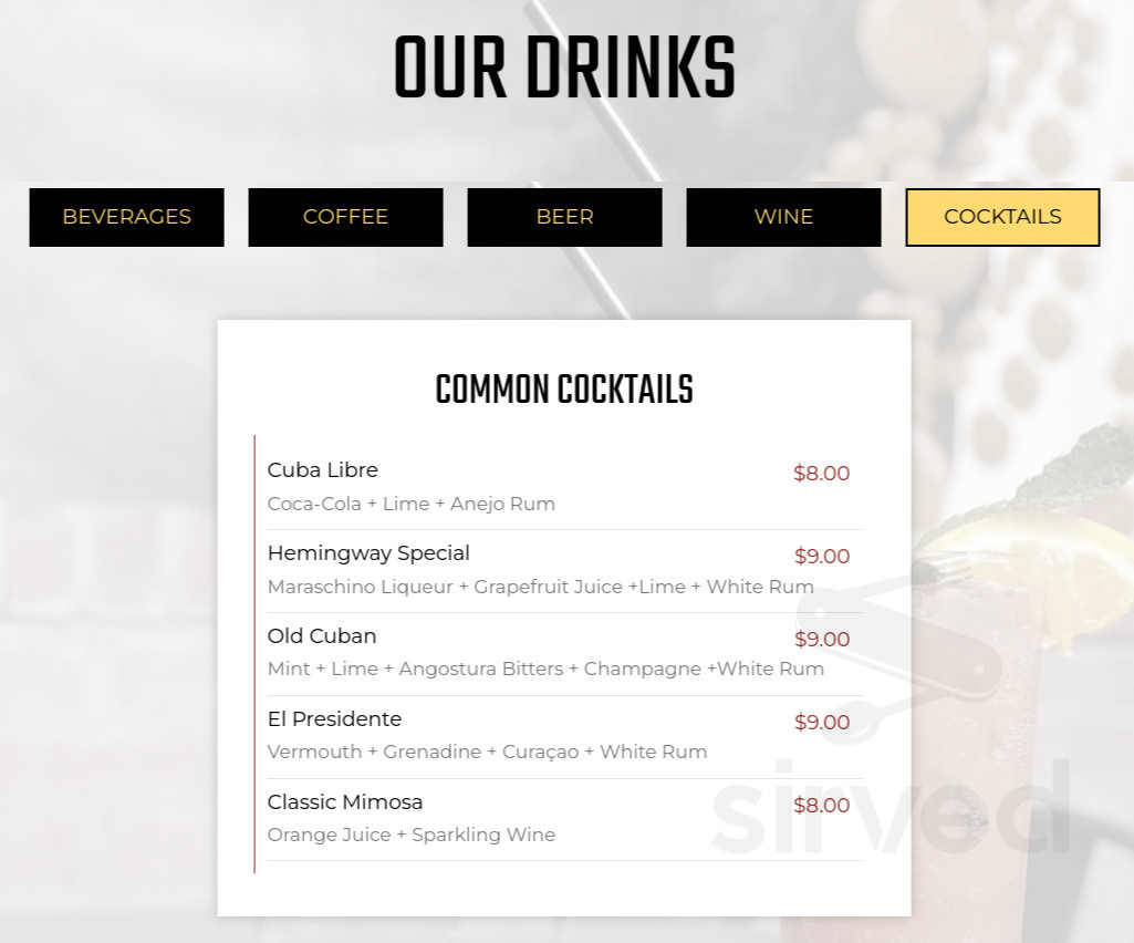 Mojito Latin Soul Food menu in Winston-Salem, North Carolina, USA