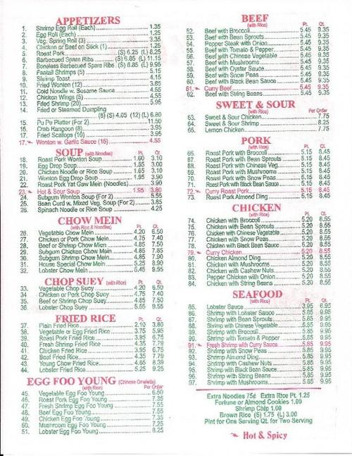 Kambo kitchen menu in Oak Ridge, New Jersey, USA