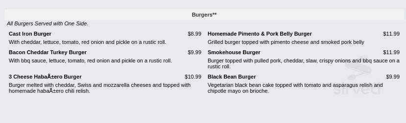 Two Drummers Smokehouse menu in Toano, Virginia, USA