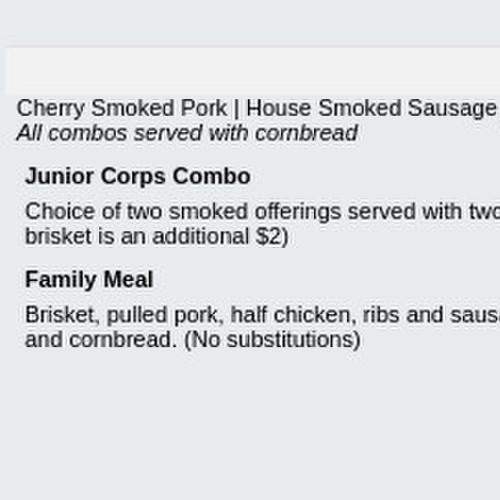 Two Drummers Smokehouse menu in Toano, Virginia, USA
