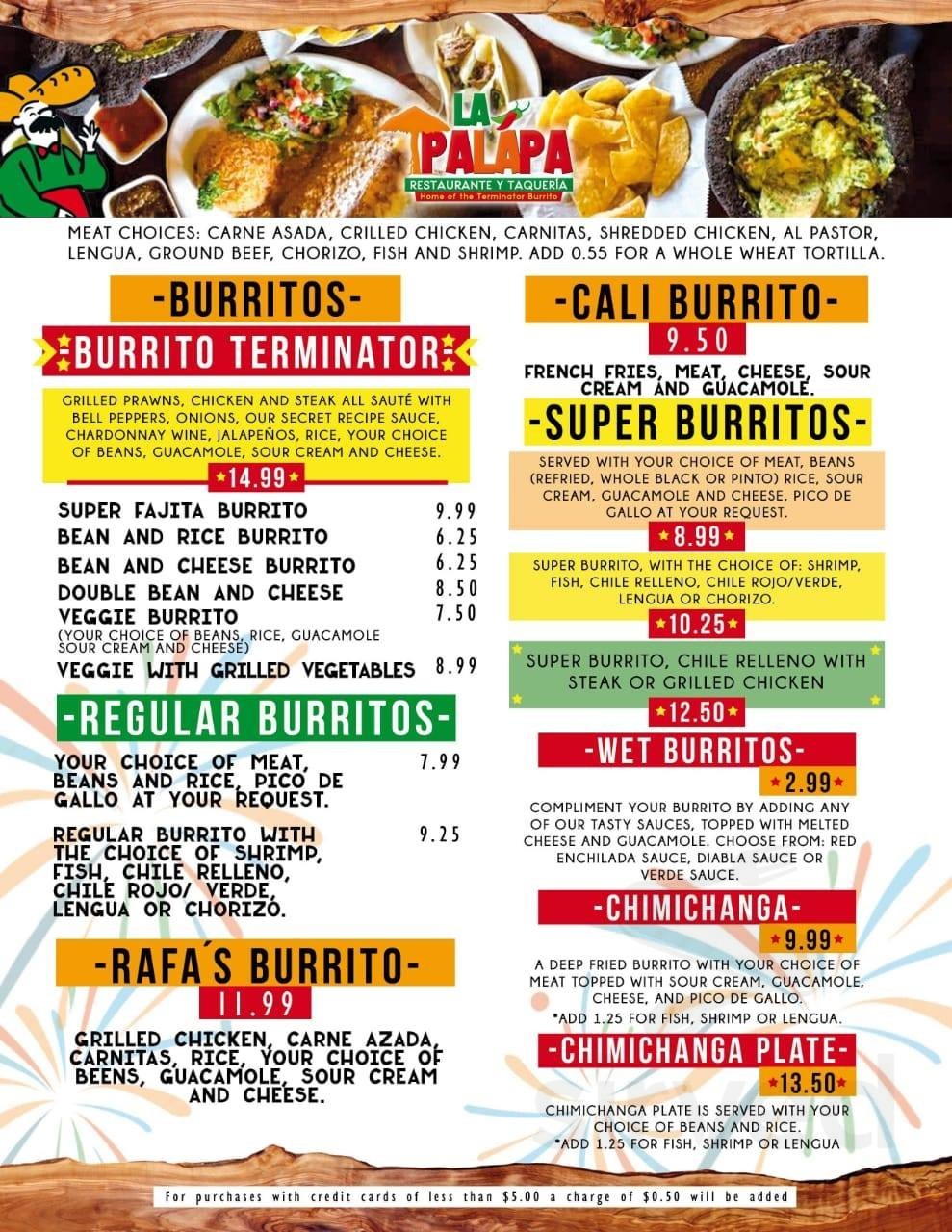 La Palapa Mexican Restaurant menu in Santa Rosa, California, USA