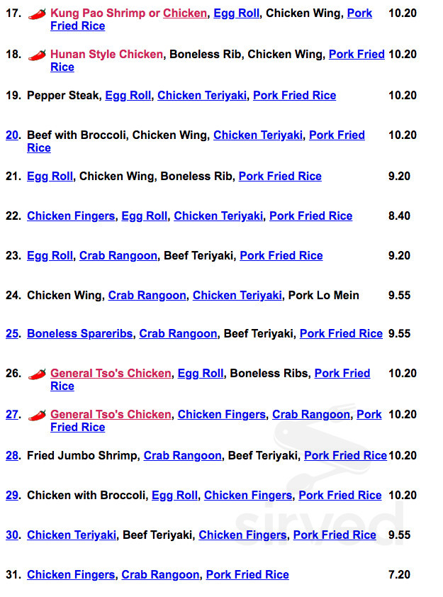 Kenny's Chinese Restaurant menu in Gardner, Massachusetts, USA