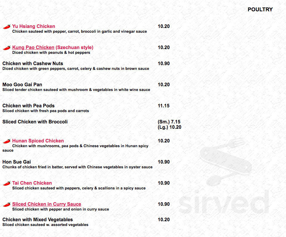 Kenny's Chinese Restaurant menu in Gardner, Massachusetts, USA