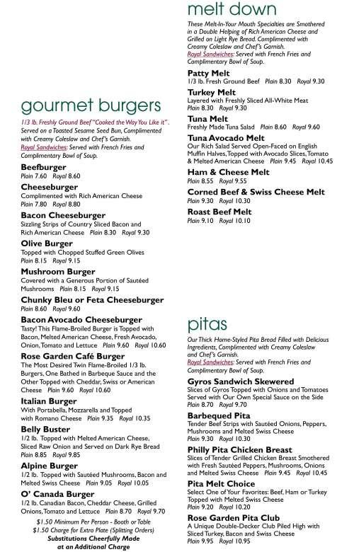 Rose Garden Cafe menu in Elk Grove Village, Illinois, USA
