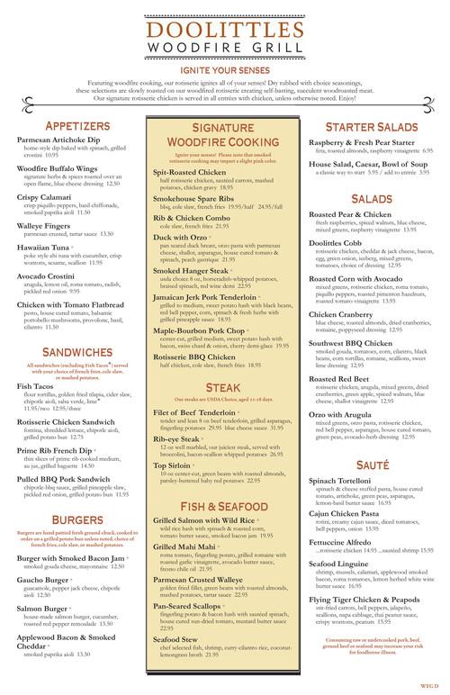 Doolittles Woodfire Grill menu in Golden Valley, Minnesota, USA