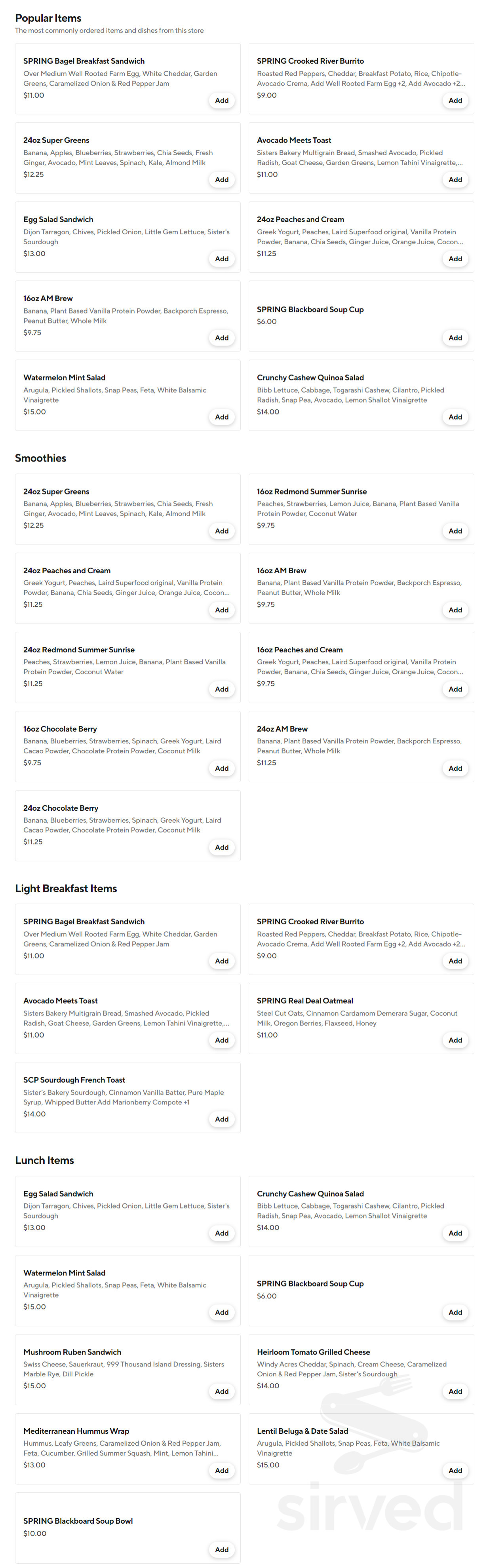 Provisions Market at SCP Redmond menus in Redmond, Oregon, United States