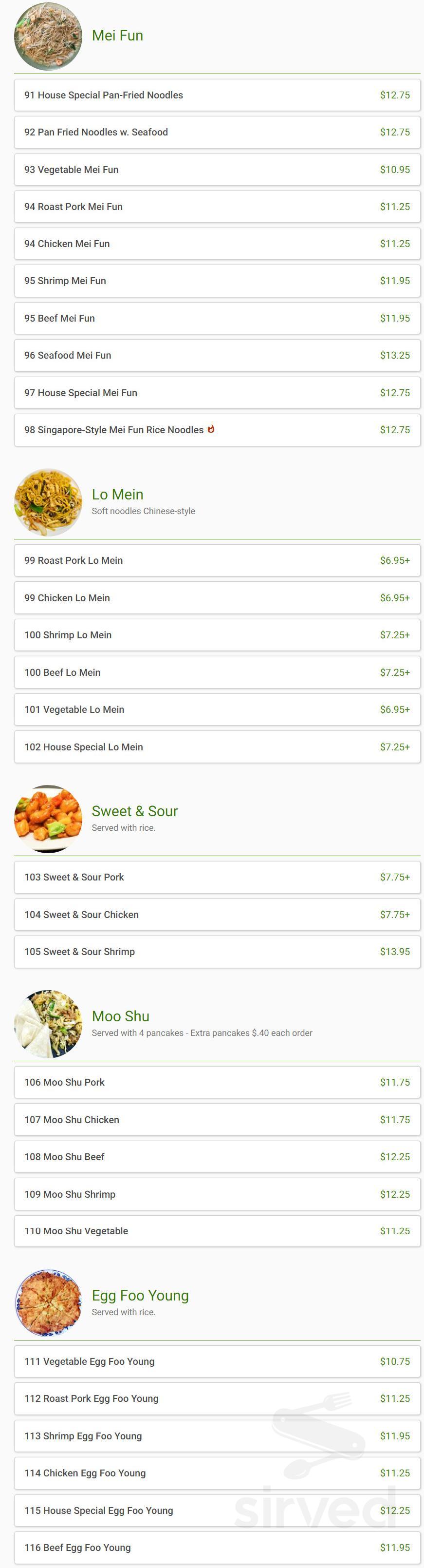 Golden Wok menu in Covington, Louisiana, USA