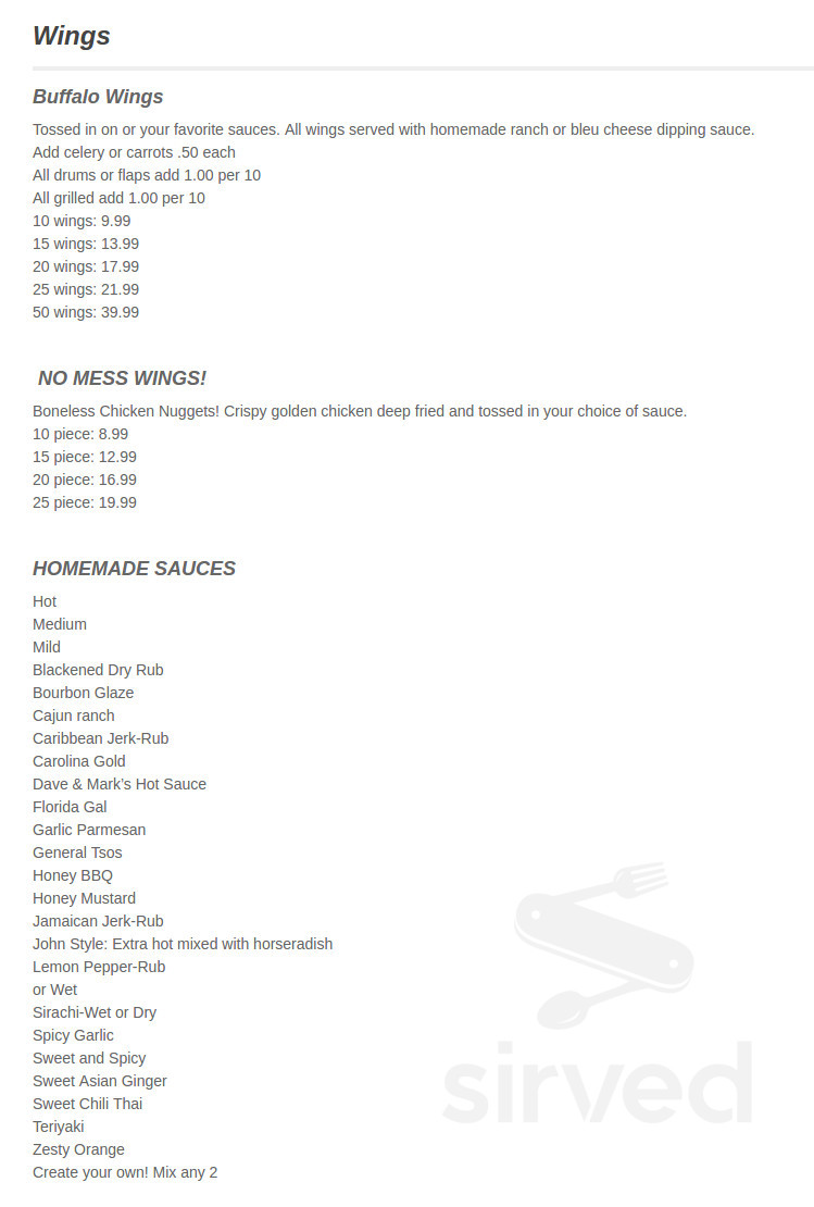 Lillian's Sports Grill menu in Jacksonville, Florida, USA