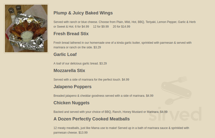 Pizza Central menu in Evans, Georgia, USA