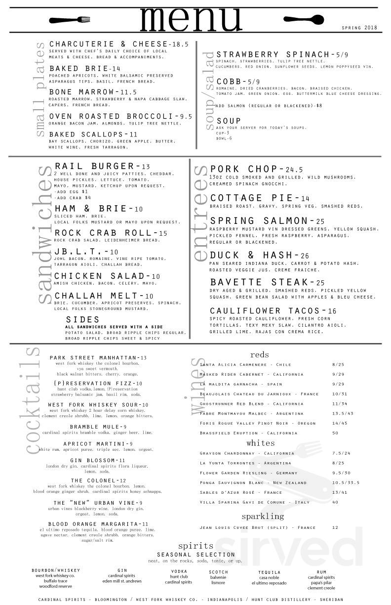 Menu - Westfield IN's Rail Cafe & Market | Sirved