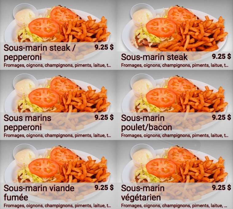 Le Laurier Restaurant/Crèmerie menu in Saint-Hyacinthe, Quebec, Canada