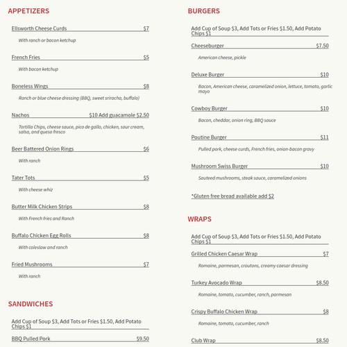 The Grillium menu in Forest Lake, Minnesota, USA