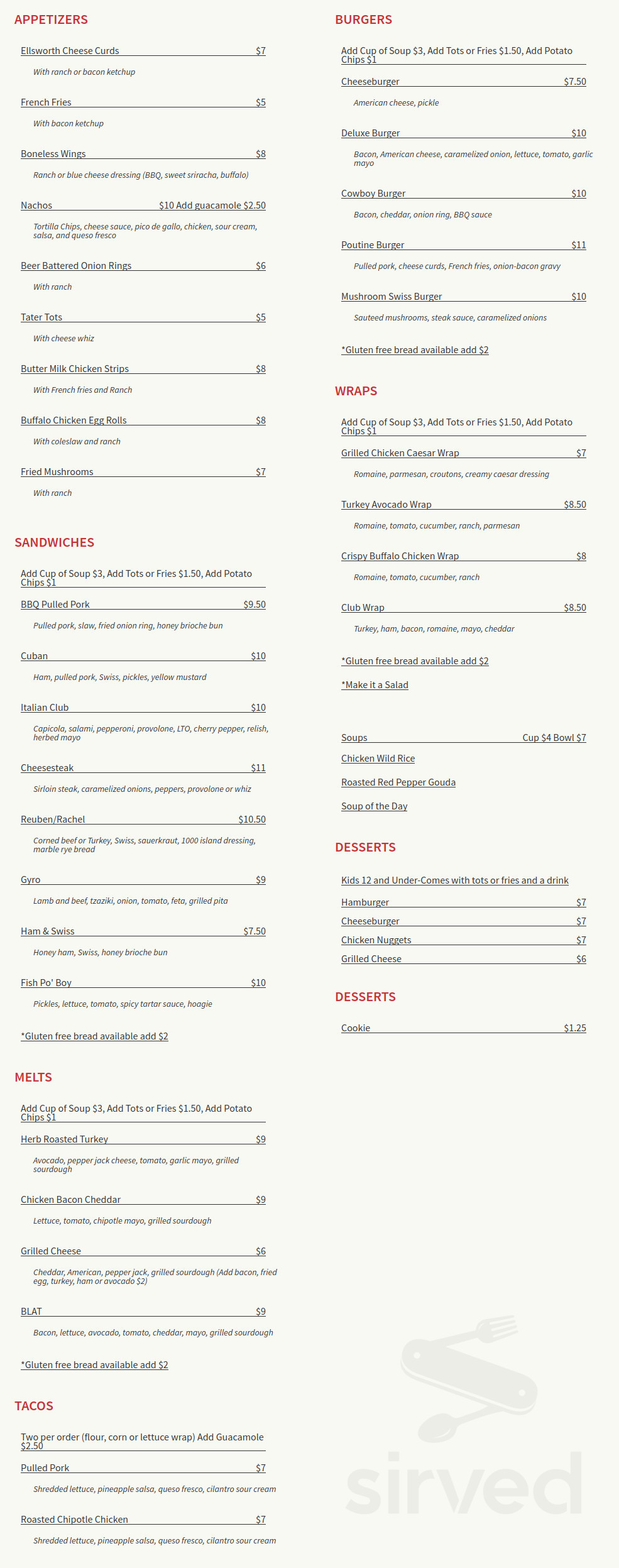 Menu for The Grillium in Forest Lake, MN | Sirved