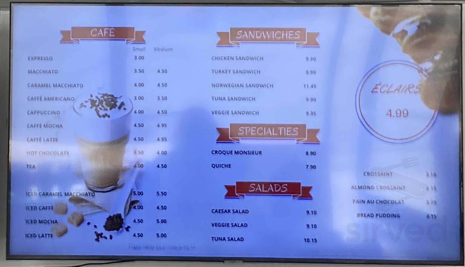 Eclair and Cafe menu in Torrance, California, USA