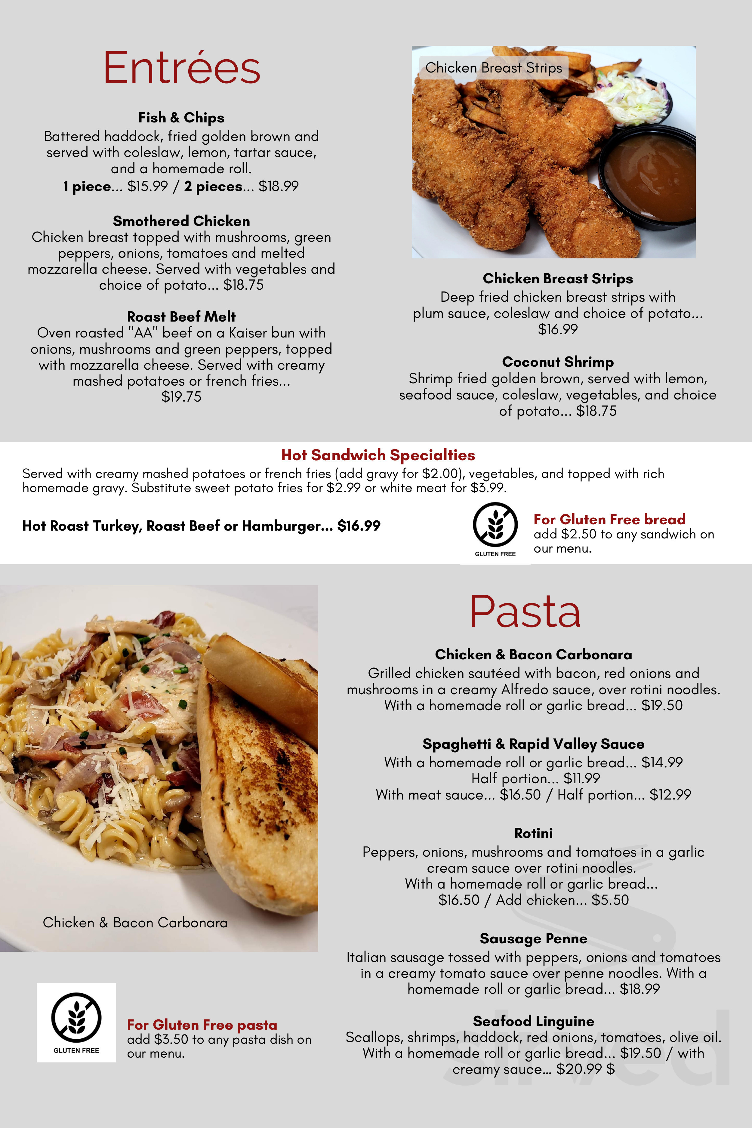 Rapid Valley menus in Lansdowne, Ontario, Canada