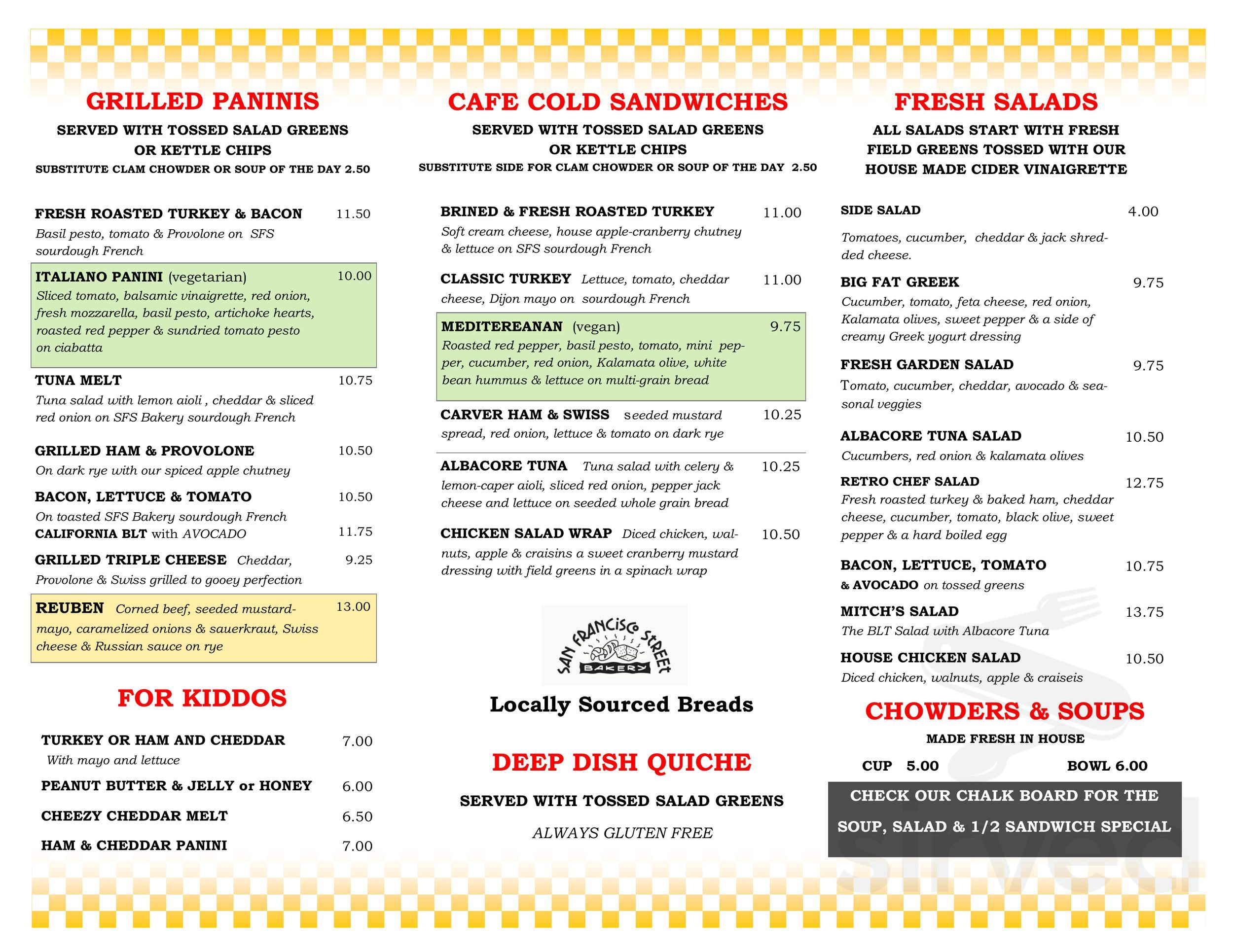 Sidewalk Cafe menu in Olympia, Washington, USA