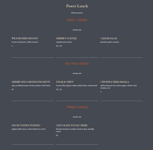 Ramsay's Kitchen menu in Boston, Massachusetts, USA