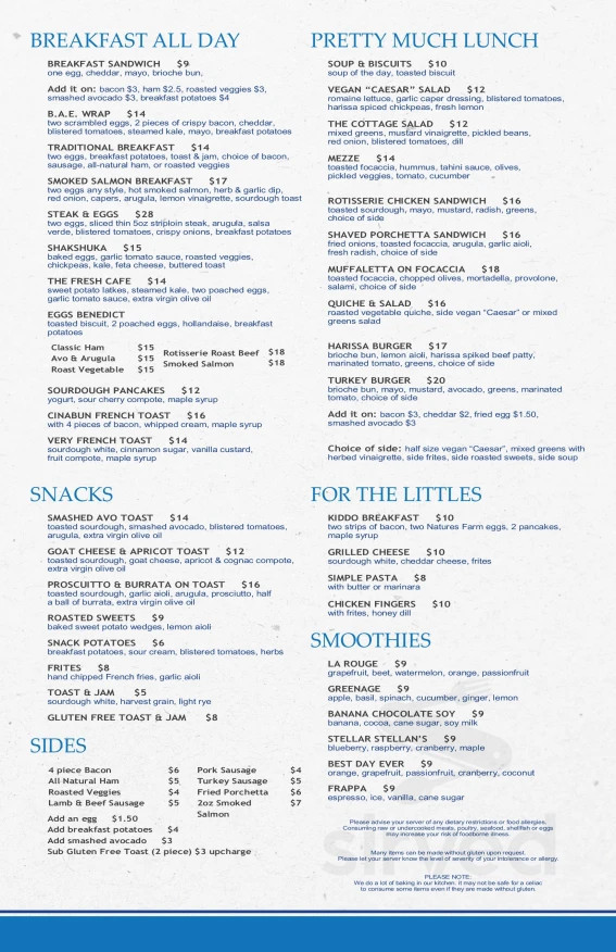 Bluestone Cottage | Bakery Café | Locally Owned menu in Winnipeg ...