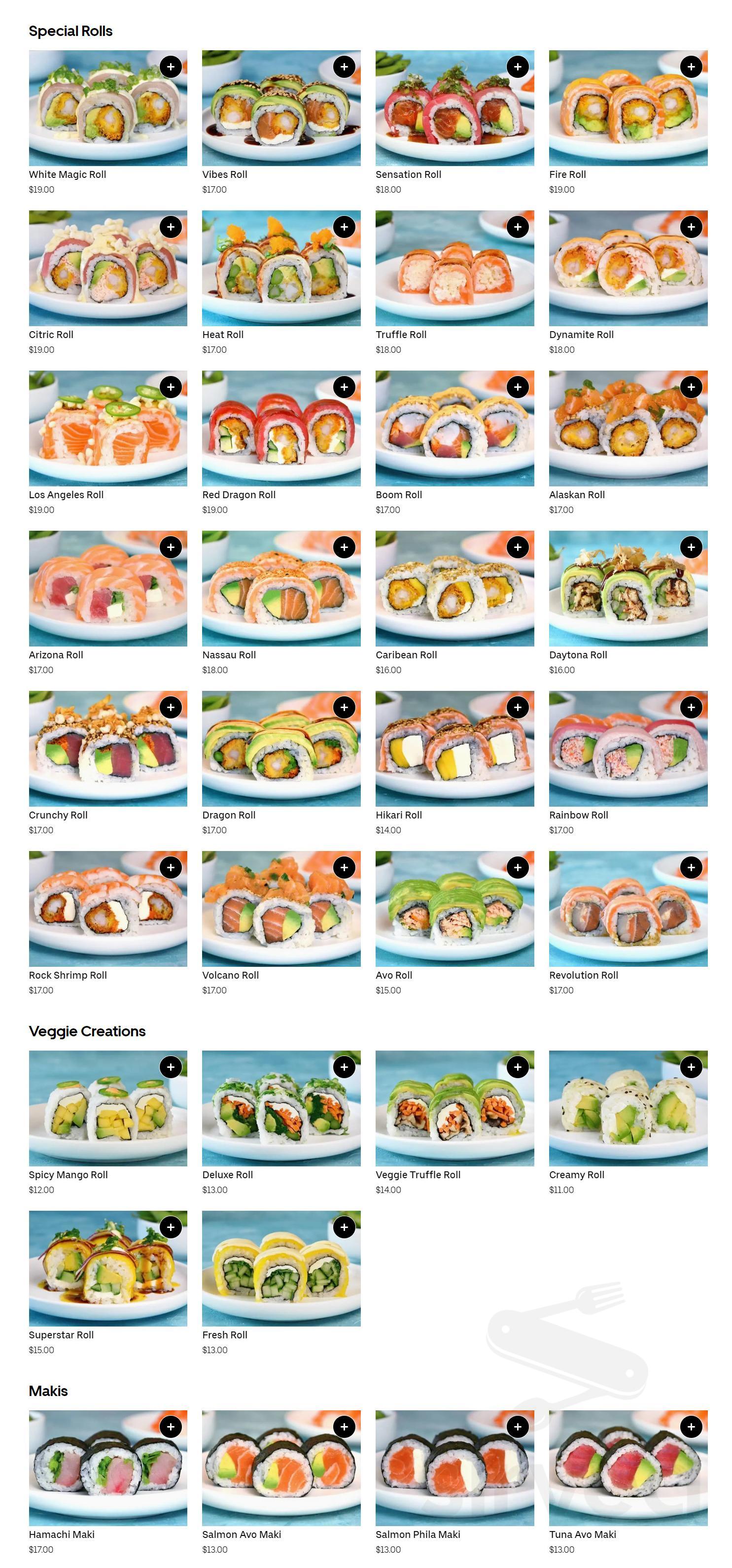 Menu - Aventura FL's Sushi MAS Aventura | Sirved