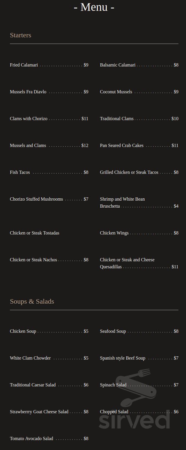 Area Restaurant & Lounge menu in Providence, Rhode Island, USA