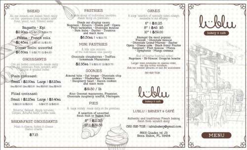 LuBlu Bakery & Cafe menu in Boca Raton, Florida, USA