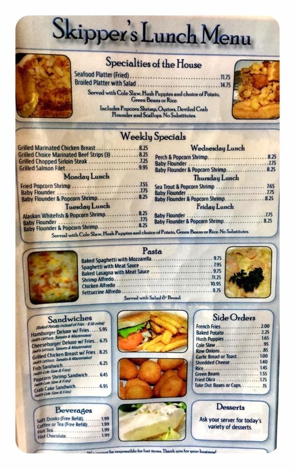 Skipper's Seafood Restaurant Menu - High Point, North Carolina | Sirved