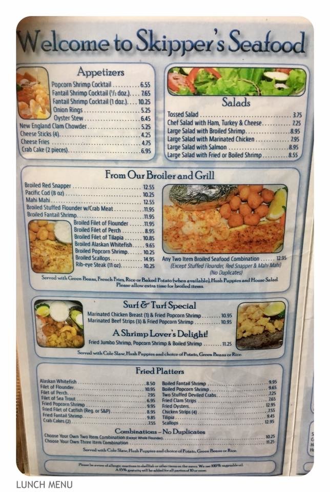 Skipper's Seafood Restaurant menu in High Point, North Carolina, USA